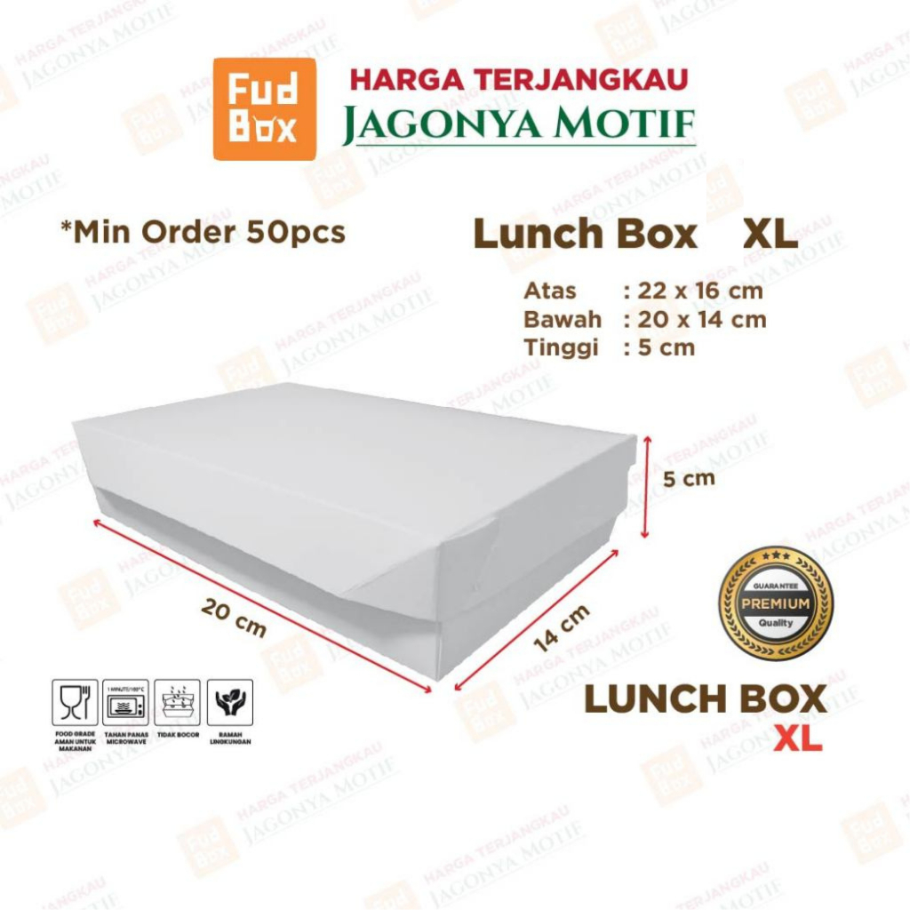 Jual Lunch Box size XL/Kotak Putih 1pack=50pcs/Packaging Umkm/Katering ...