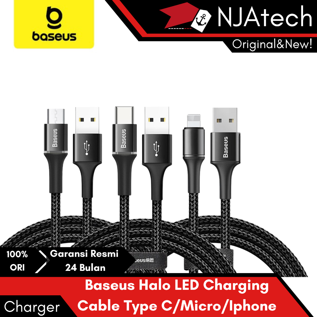 Jual Baseus Kabel Data LED Halo Fast Charging iPhone / Micro USB / Type ...