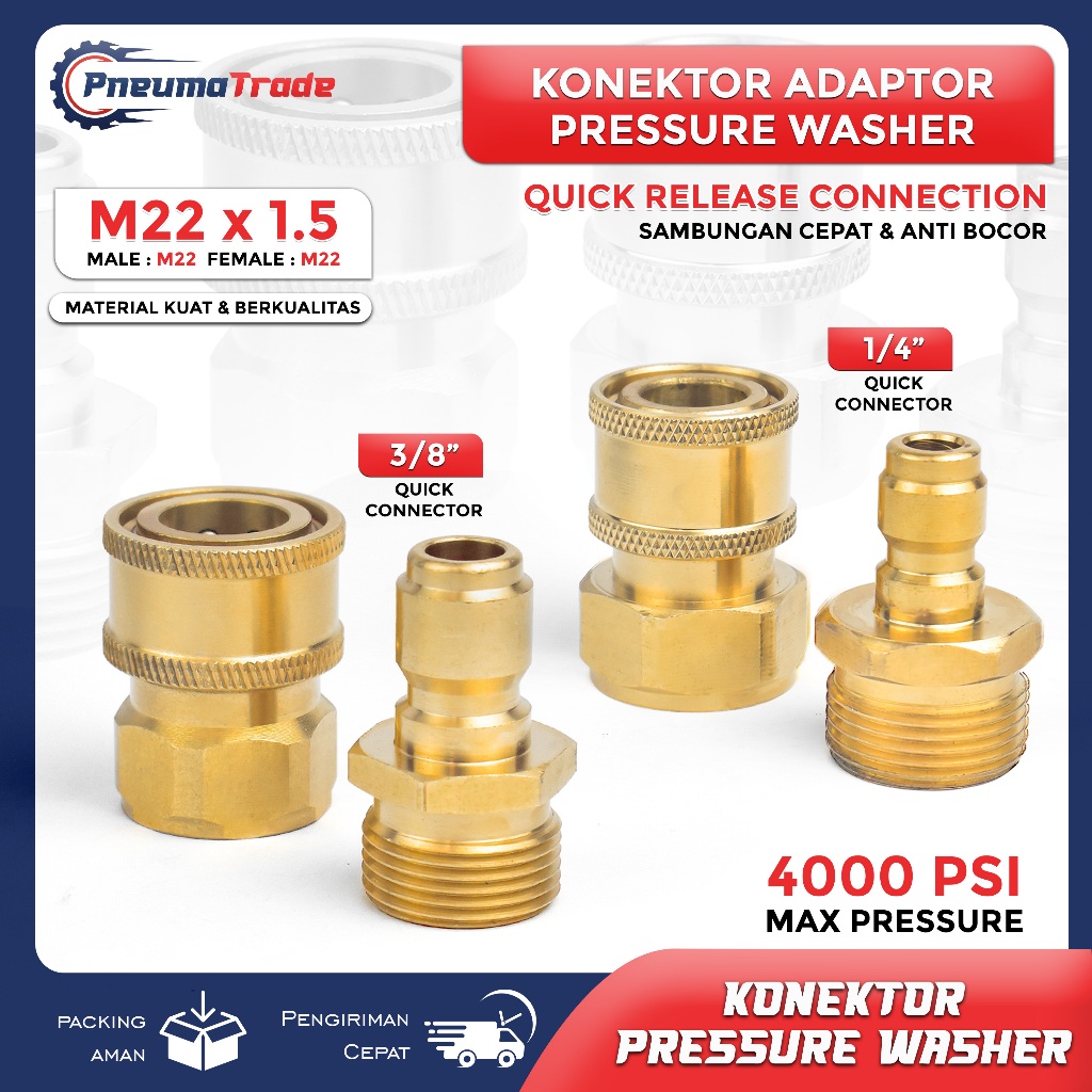 Jual UneedTools 2PCS Konektor Adaptor M22 *1.5 Untuk Pressure Washer 1/ ...