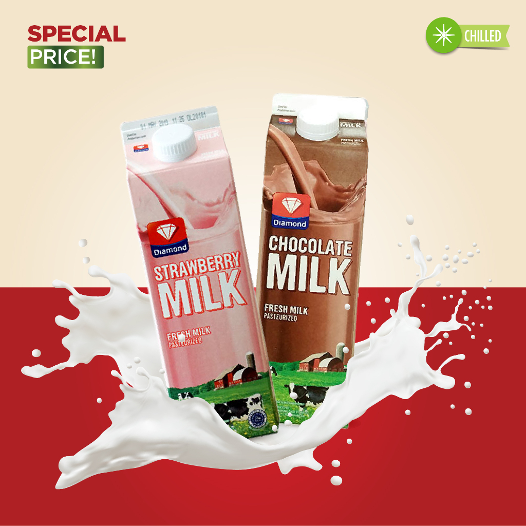 Jual PROMO DIAMOND FRESH MILK CHOCOLATE DAN STRAWBERRY 946 ML @1 PCS ...