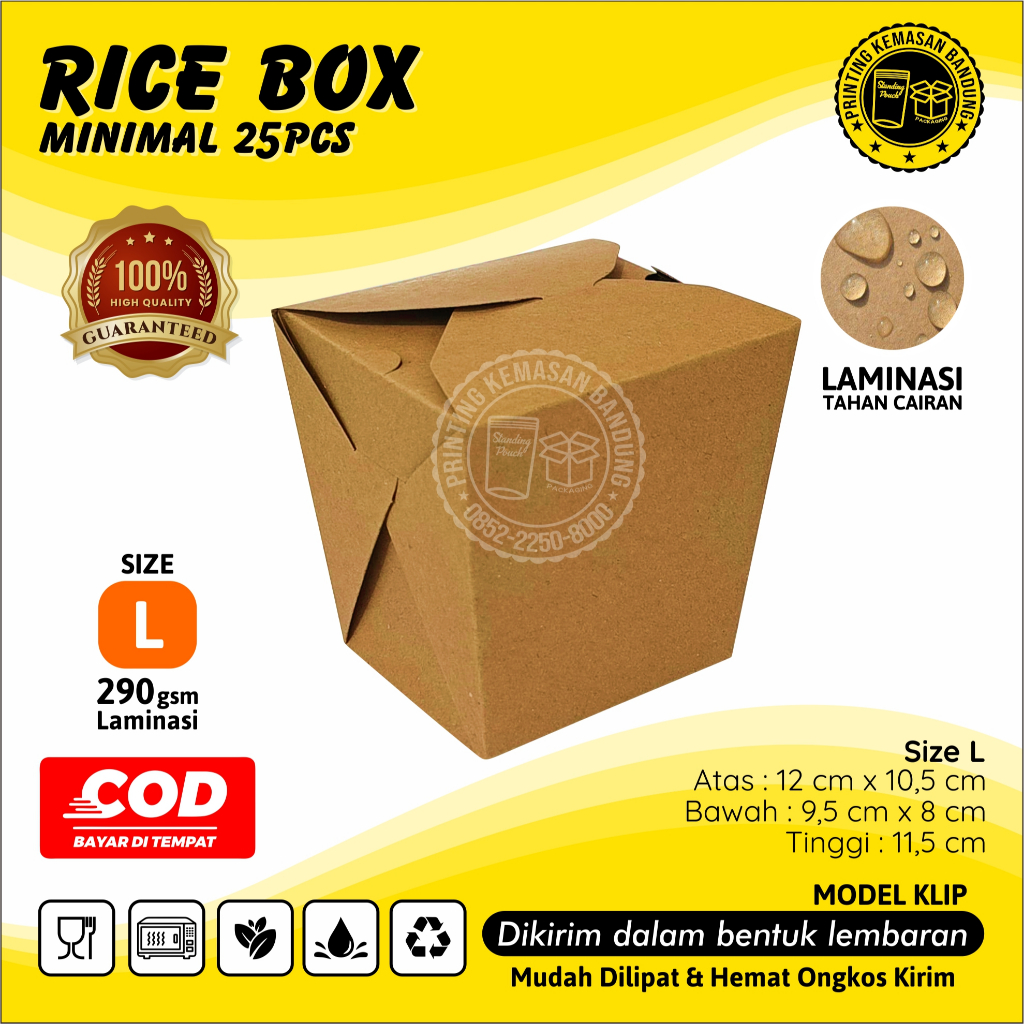 Jual Rice Box Paper Size L Dus Rice Bowl makanan Take away Grosir ...