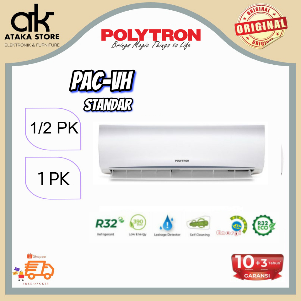 Jual AC POLYTRON STANDARD 1/2PK PAC05VH / 1PK PAC09VH Low Volltage AC ...