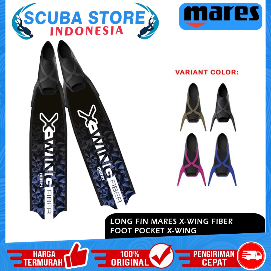 Jual Long Fin Mares X-Wing Fiberglass Bi-Fins Kaki Katak Sepatu Selam Scuba Diving Freedive ...