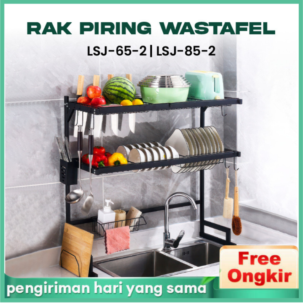 Jual Rak Cuci Piring Dapur Stainless Hitam Rak Wastafel Rak Piring Dan ...