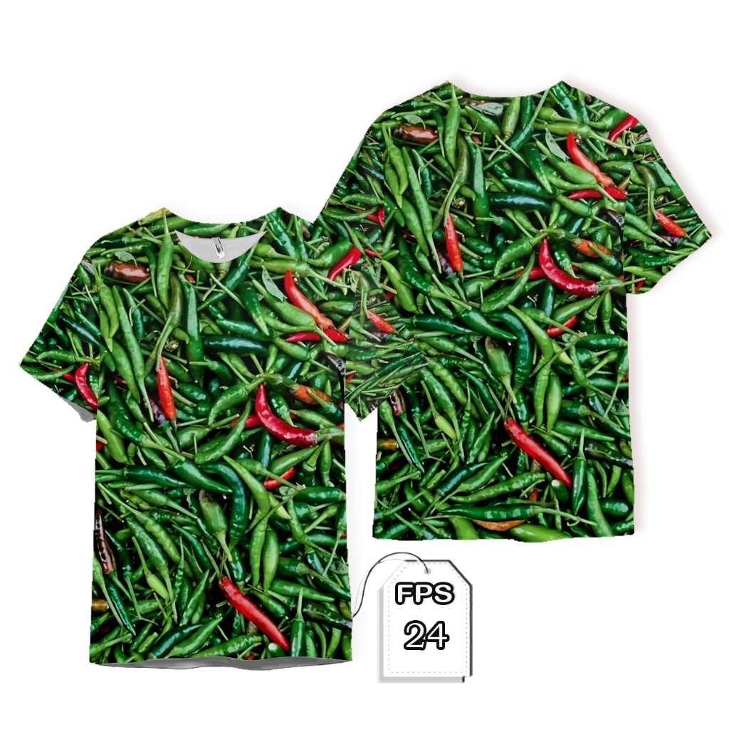 Jual Baju Sayuran Cabe Rawit Ijo Cabai Hijau FULL PRINTING Baju Dewasa ...