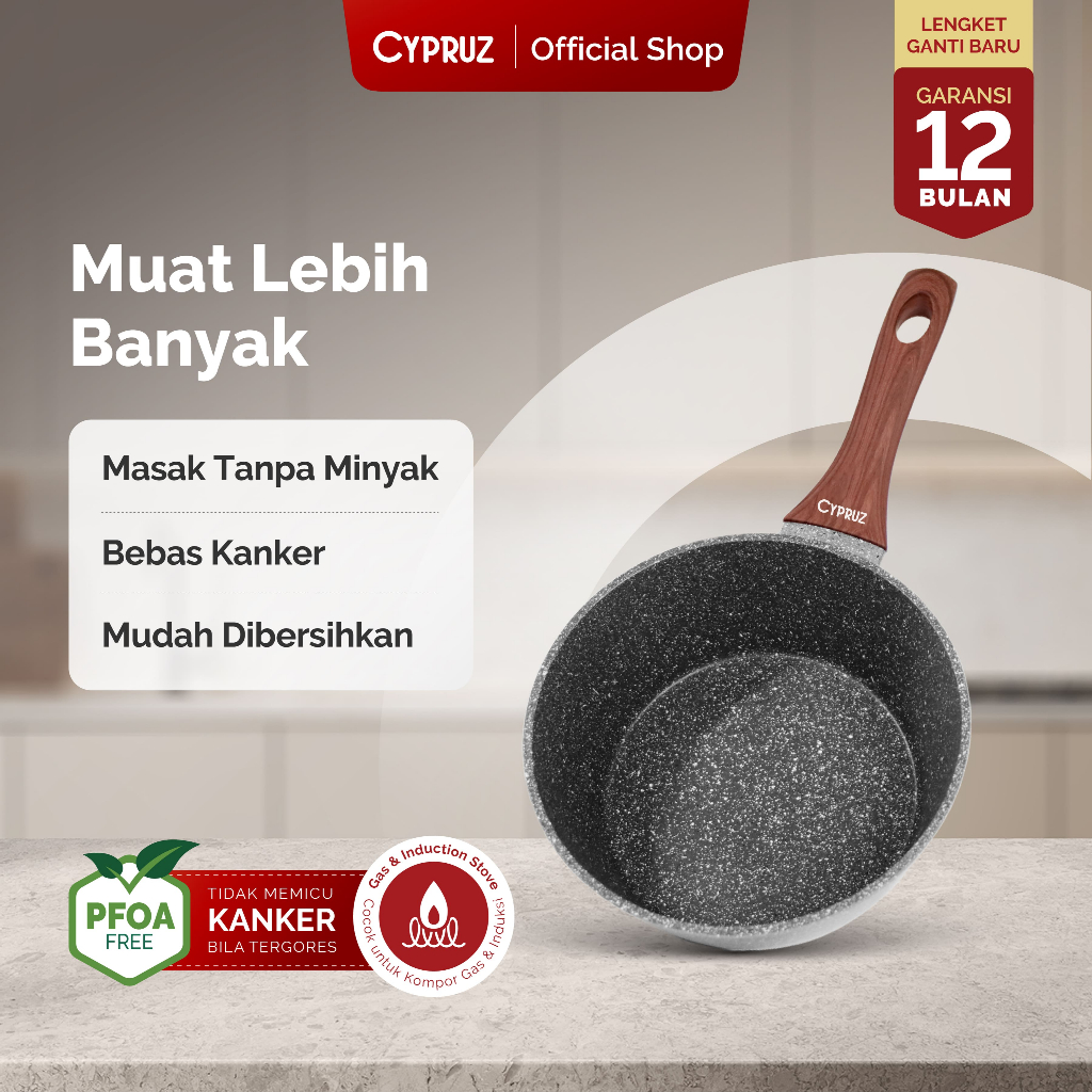 Jual Cypruz Panci Susu Anti Lengket Sauce Pan Induksi Marble 18cm | Shopee Indonesia