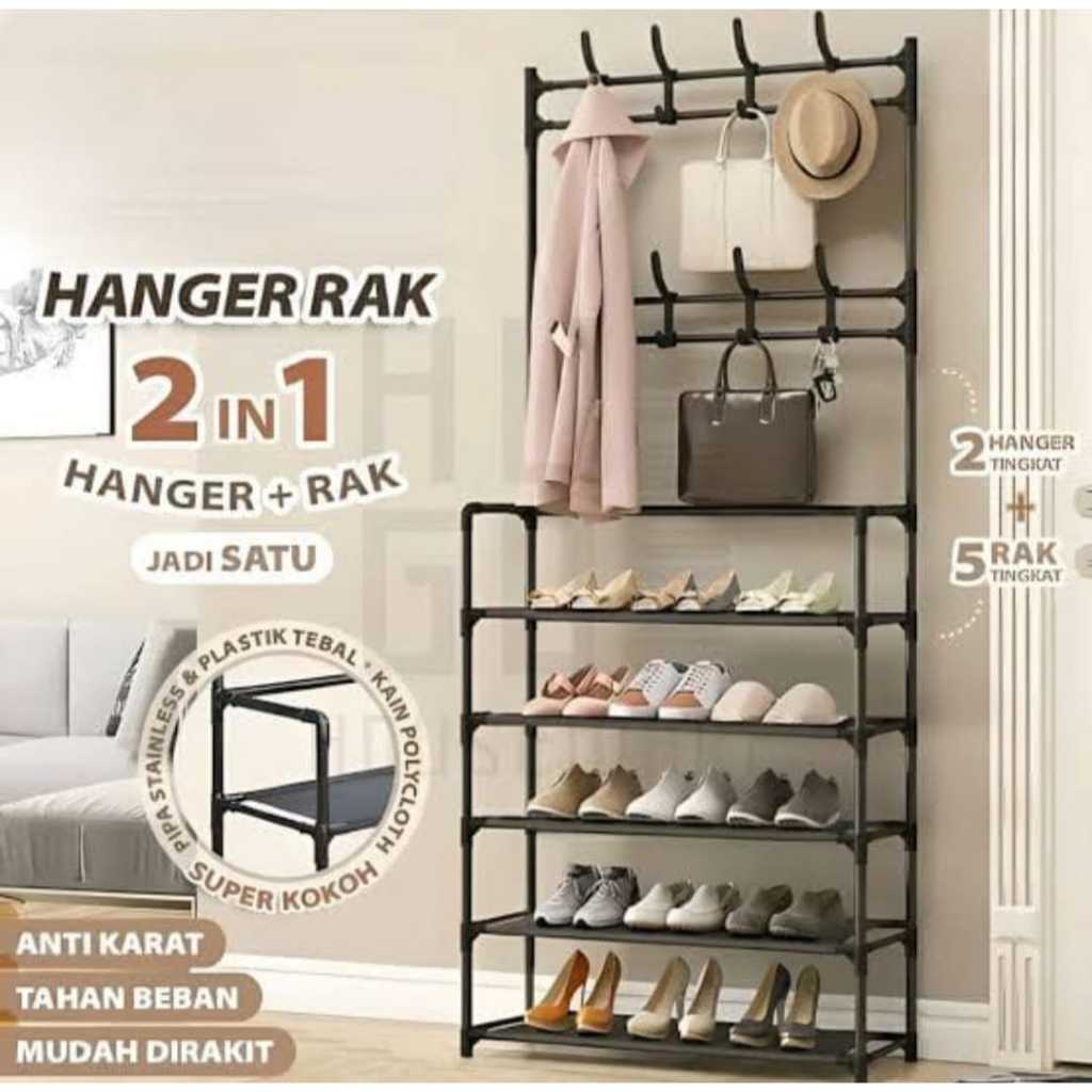 Jual Rak Hanger Stand Hanger Gantungan Baju 4 Susun Rak Sepatu Susun ...