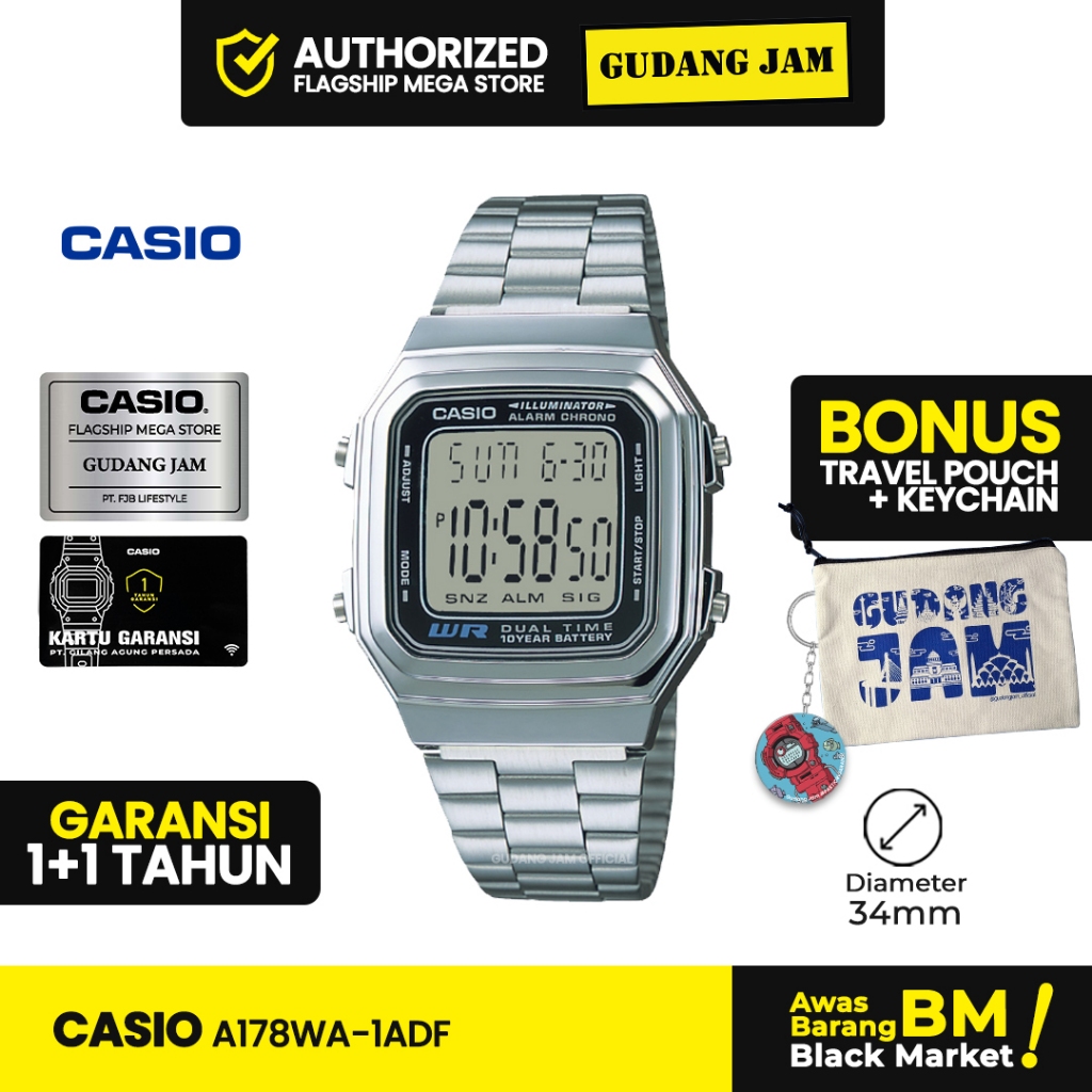 Jual Jam Tangan Casio A178WA-1ADF A178WA-1A A178WA A 178WA | Shopee Indonesia