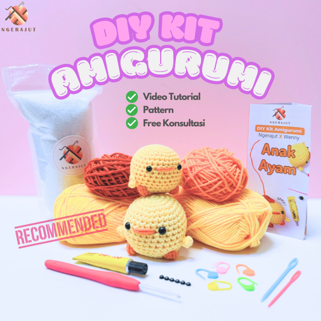Jual DIY Crochet Amigurumi Kit Beginner Paket Rajut Set Lengkap Pemula ...