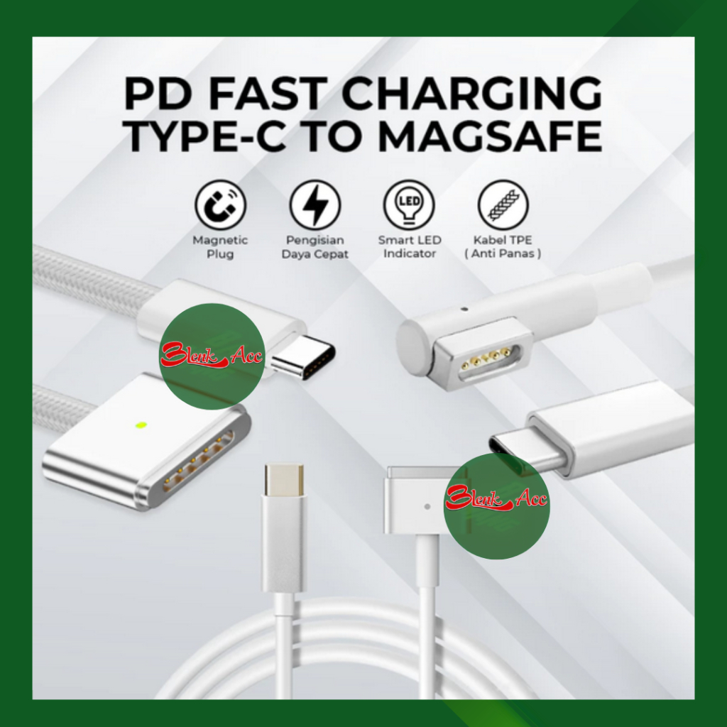 Jual Kabel Charging MacBook Kabel Charger Type-C USB C to Magsafe 1 2 3 ...