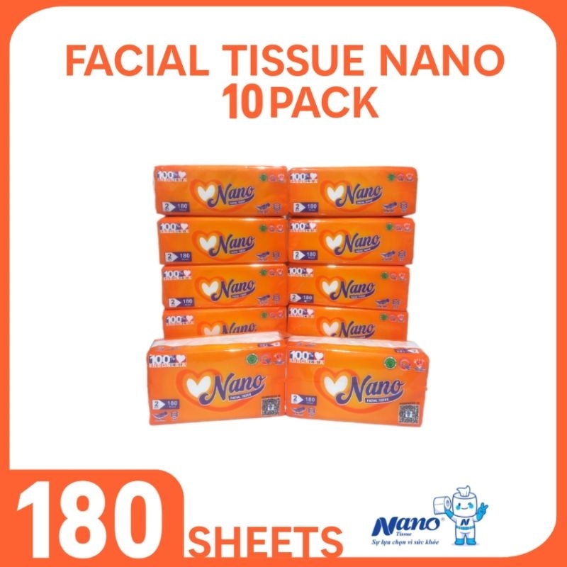 Jual [PROMO TISSUE NANO 10 PACK] facial tissue 180 sheets 2ply | Shopee ...
