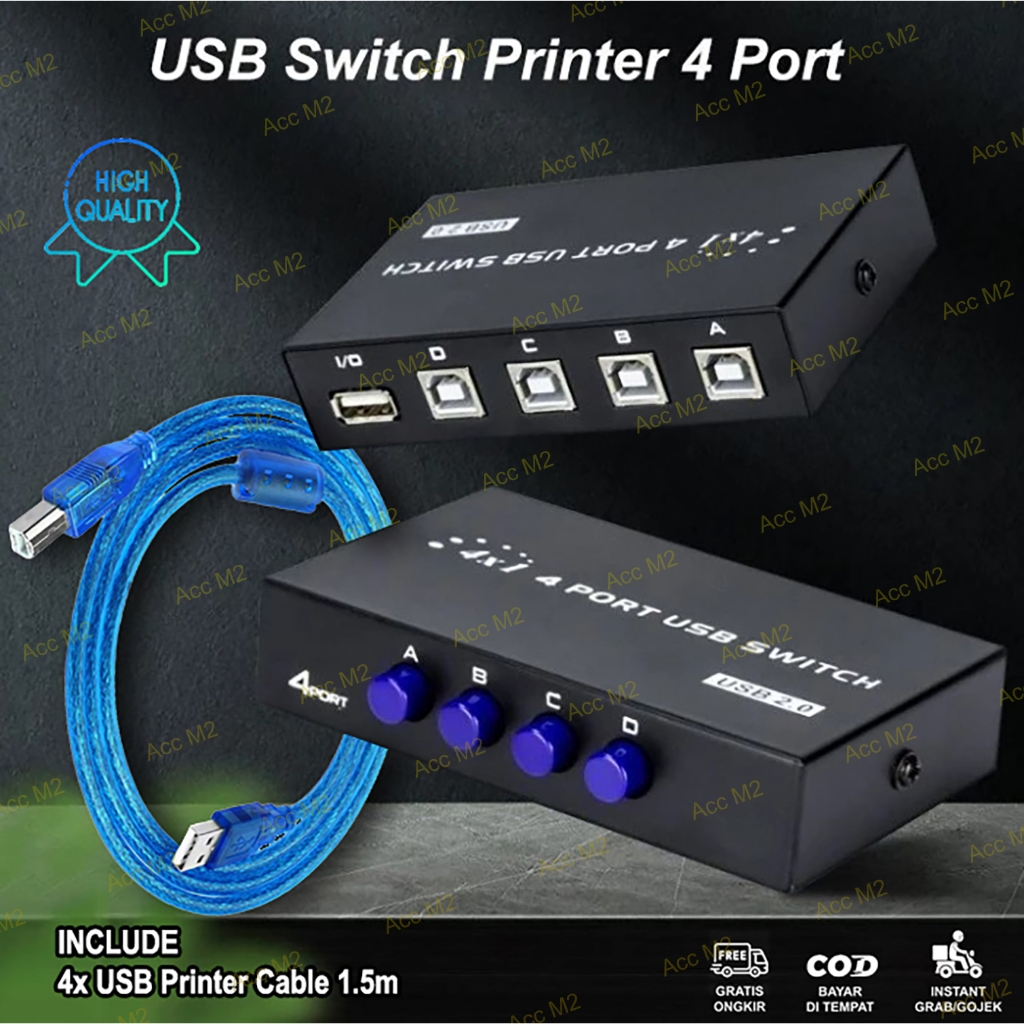 Jual Manual Switch USB Printer 2 / 4 Port Sharing Switcher USB 2.0 ...