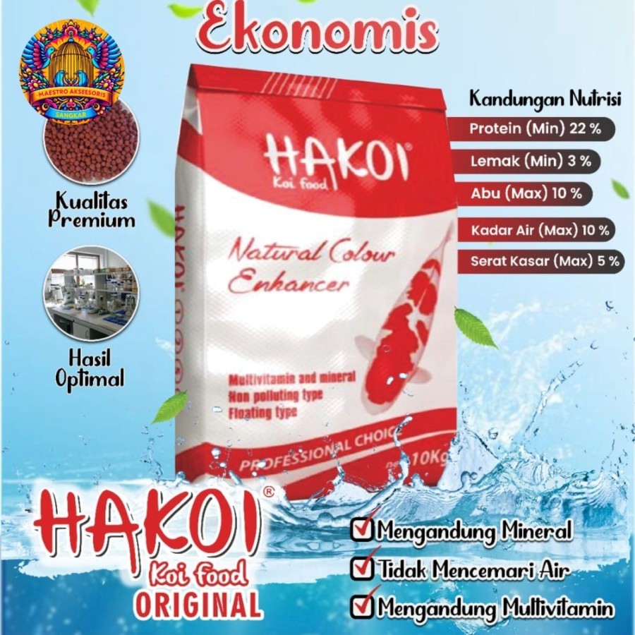 Jual HAKOI pakan ikan Koi HAKOI merah, tersedia ukuran 2mm & 5mm ...