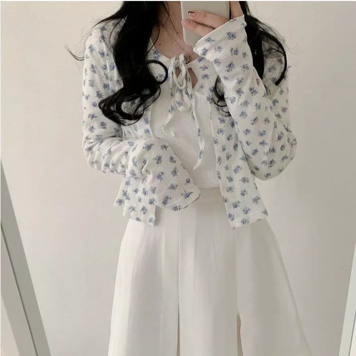 Jual CARDIGAN RAJUT CARDIGAN FLOWER CARDIGAN CROP CROP TOP Y2K LENGAN PANJANG ATASAN WANITA KODE ...