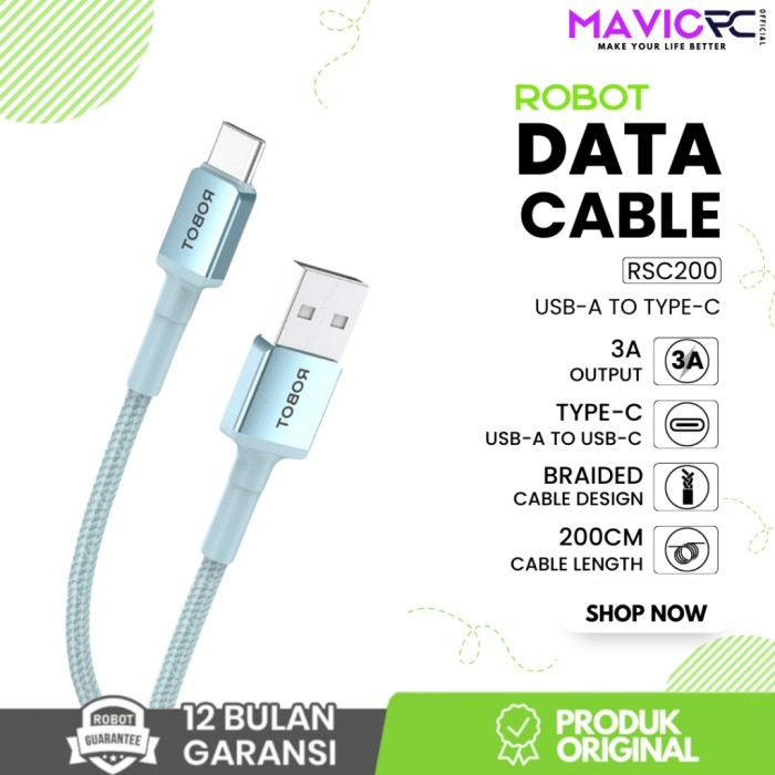 Jual KABEL ROBOT RSC200 USB-C TYPE C 3A | Shopee Indonesia