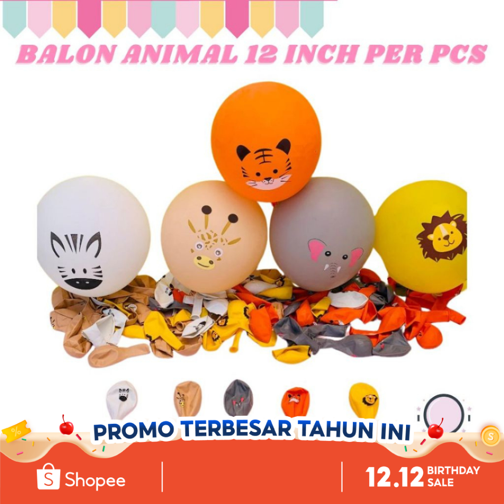 Jual Balon Latex Animal 12Inch Ulang Tahun Karakter 12Inch (1Pcs ...