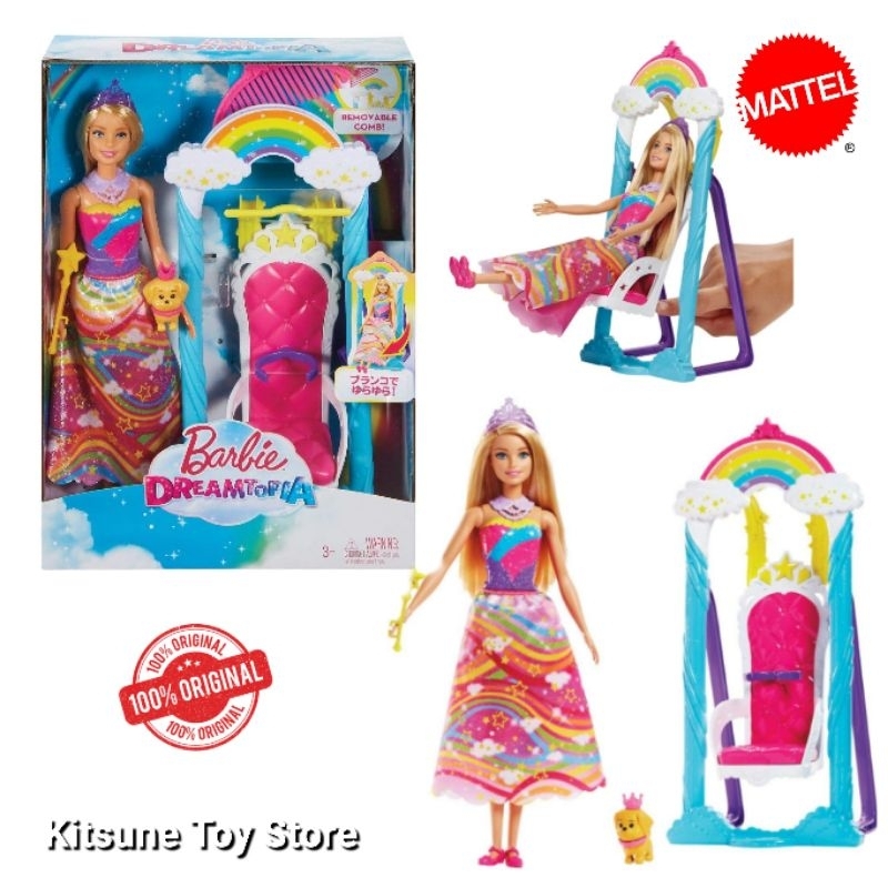 Jual Barbie Princess Doll Dreamtopia Swing Throne Original Mattel ...
