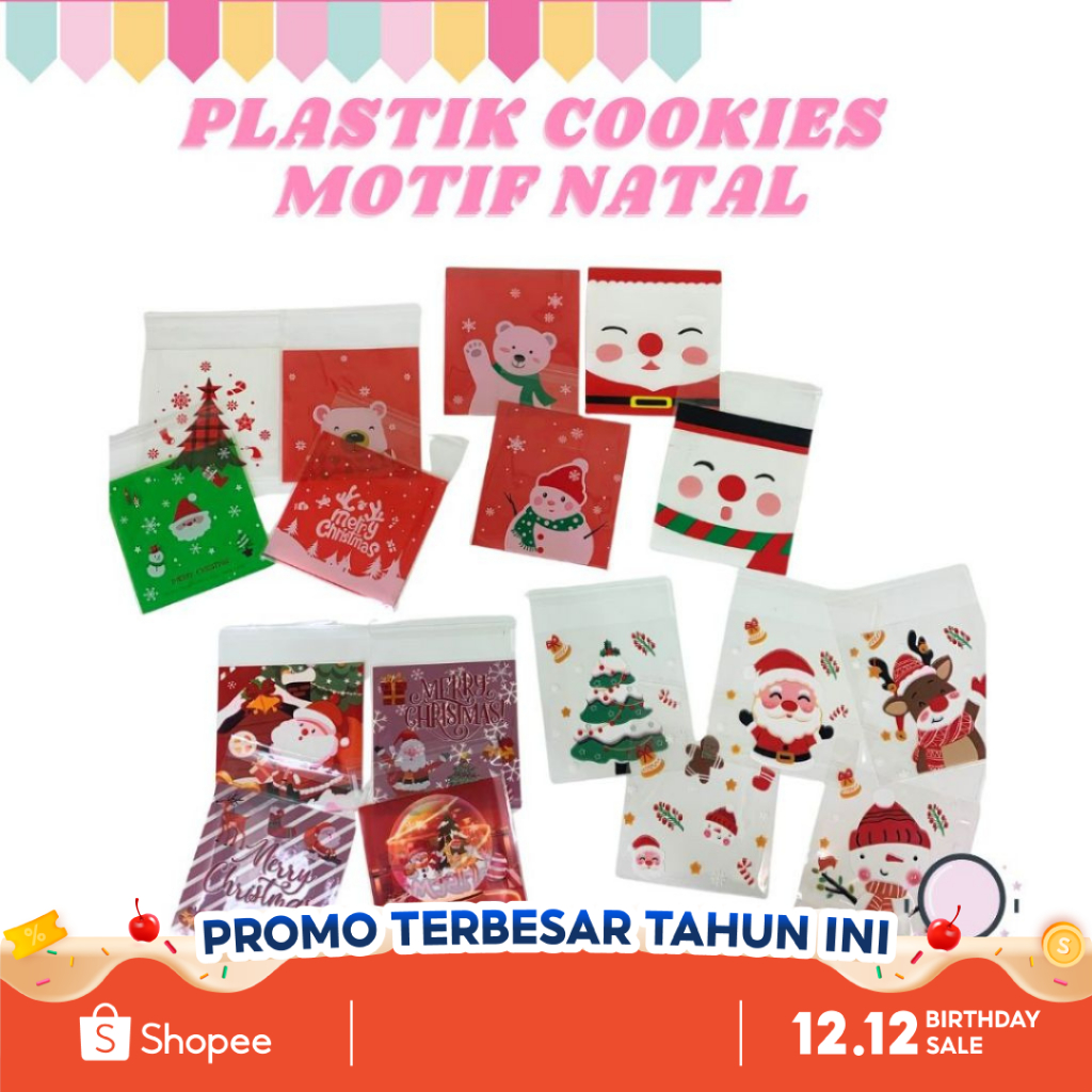 Jual Plastik Cookies Natal 10x10Cm (100pcs) Sudah Ada Len Plastik ...