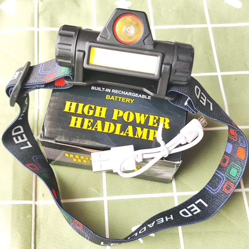 Jual Lampu Senter Kepala HeadLight CHARGER LED COB Dan Sorot 2 mode ...