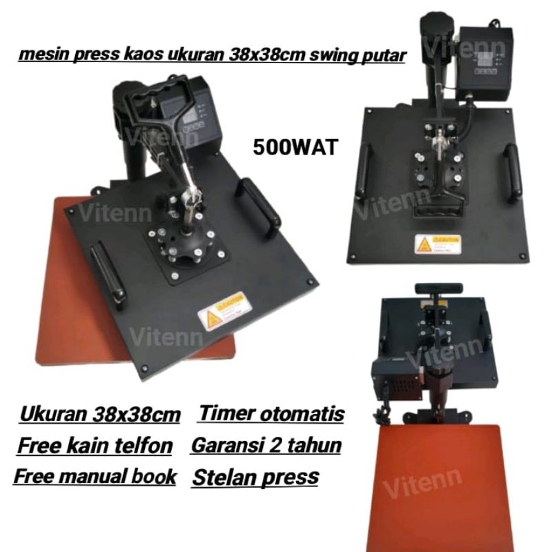 Jual mesin press kaos ukuran 38x38cm swing putar 500WAT | Shopee Indonesia