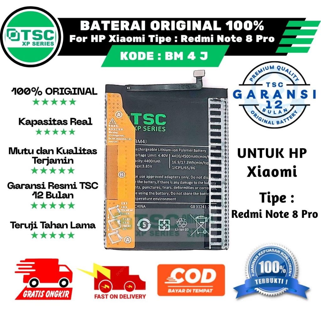 Jual TSC-BATERAI ORIGINAL 100% BM4J, BATRE BATERAI BATTERY XIAOMI Redmi ...