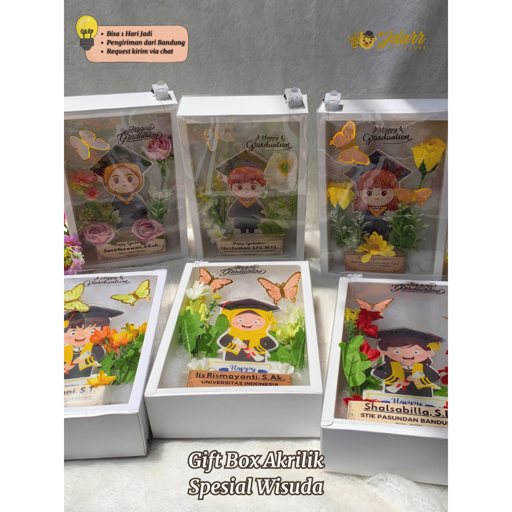 Jual Gift Box Akrilik Spesial Wisuda Hadiah Graduation Kado Kotak Bunga ...