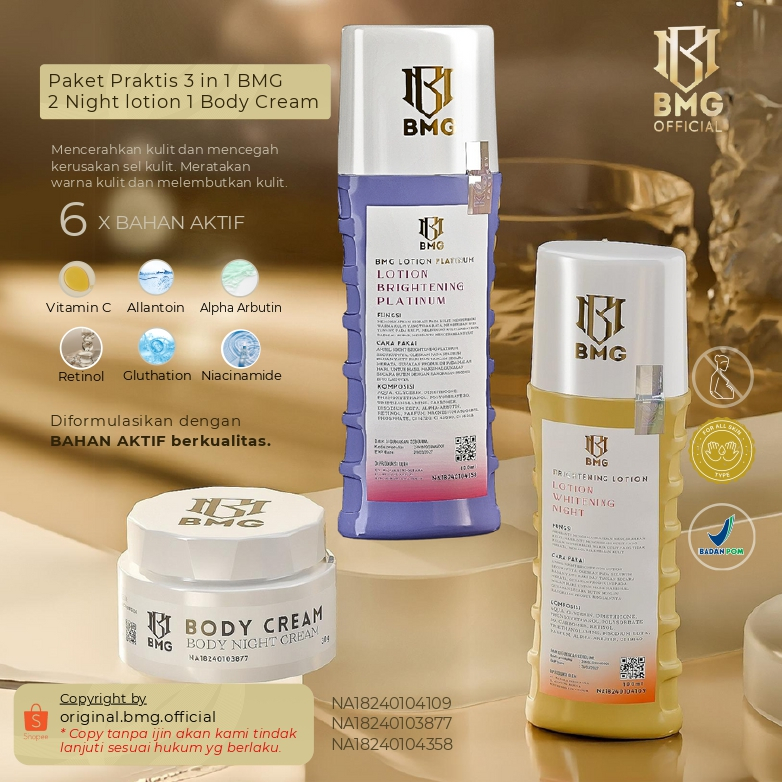 Jual [BMG PABRIK] PAKET 3 IN 1 ( BODY CREAM, UNGU DAN KUNING ) LOTION ...