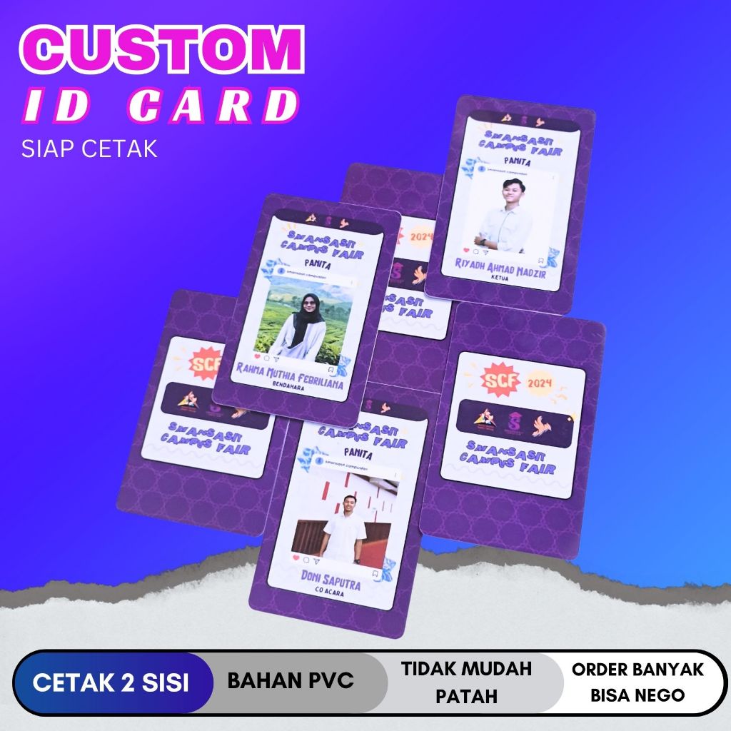 Jual CETAK ID CARD CUSTOM UKURAN 86x54mm BAHAN PVC DESAIN SIAP CETAK | Shopee Indonesia