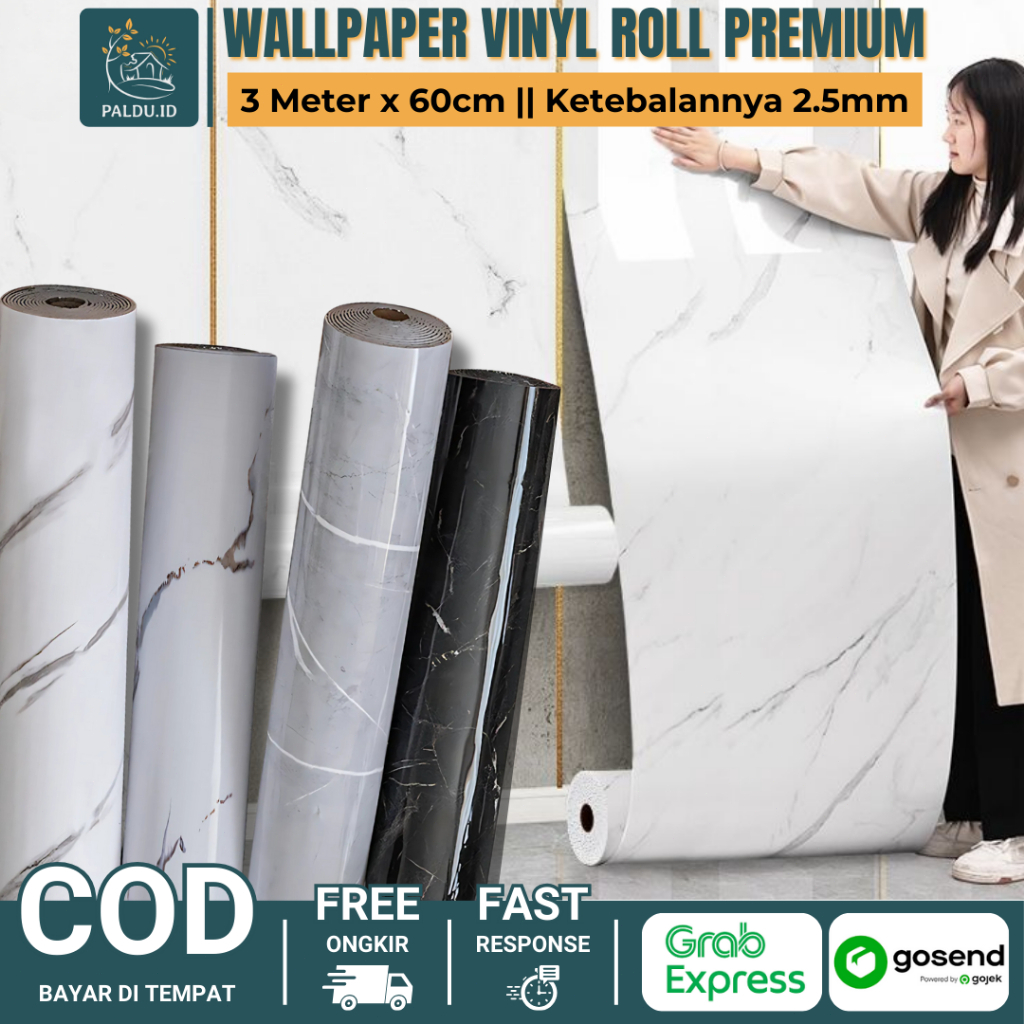 Jual Paldu ID - WALLPAPER DINDING VINYL ROLL MARBLE 60CM X 300CM ...