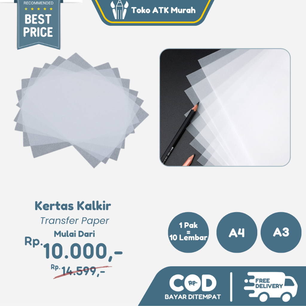 Jual Kertas Kalkir A4 / A3 80gsm – Isi 10 Lembar – Kertas Transparan Desain & Cetak - Tracing ...