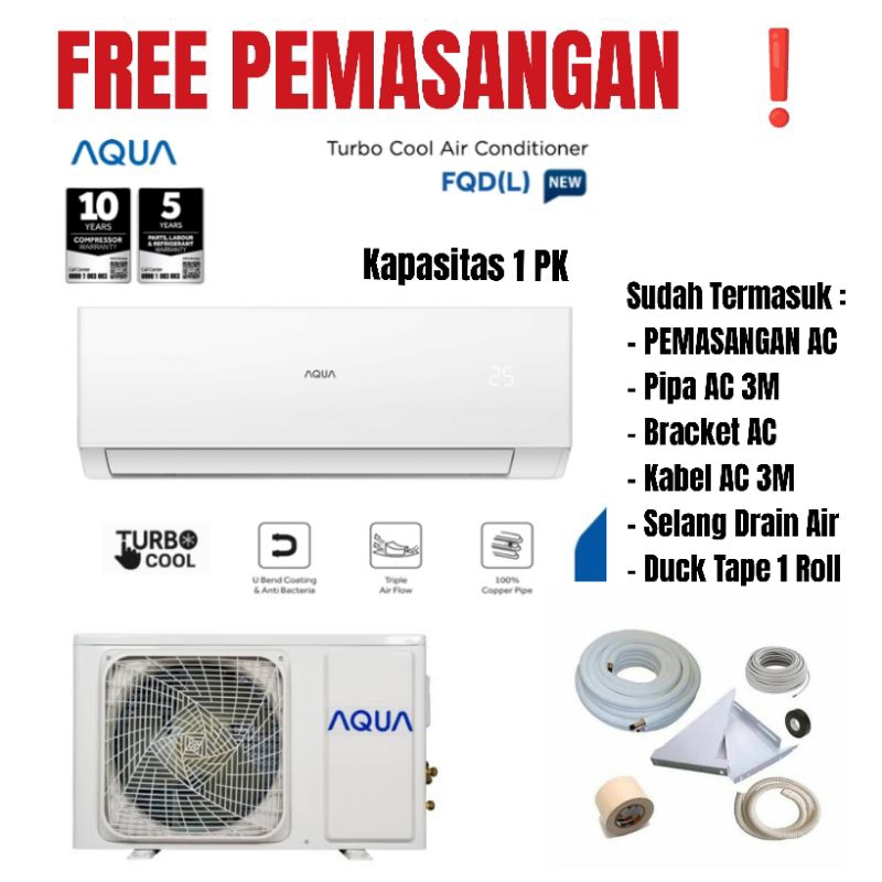 Jual FREE PEMASANGAN AC Split AQUA Japan Kapasitas 1 PK -AQA-KR9FQDL ...
