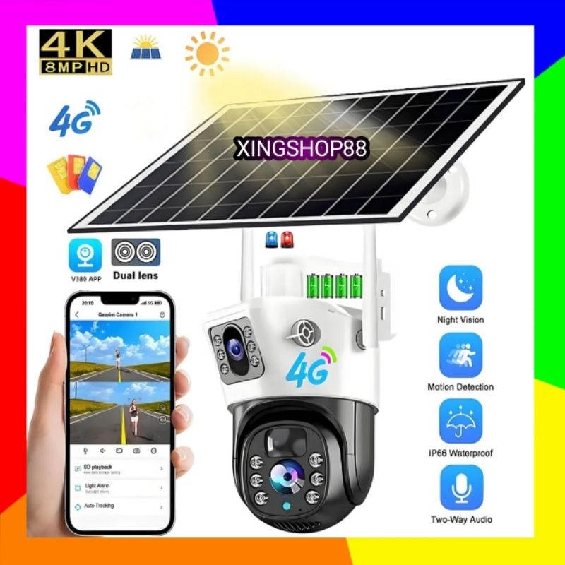Jual V380 PRO CCTV SOLAR PANEL V380 PRO SIM CARD 4G/4K GSM IP DUAL LENS/THREE SCREEN CAMERA 12MP ...