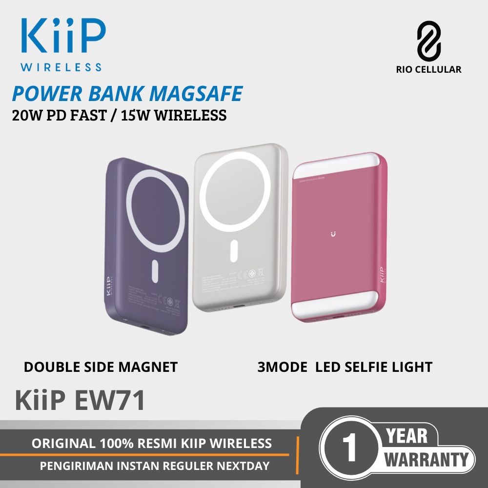 Jual KiiP Wireless EW71 Power Bank Wireless 20W Fast Charging With LED ...