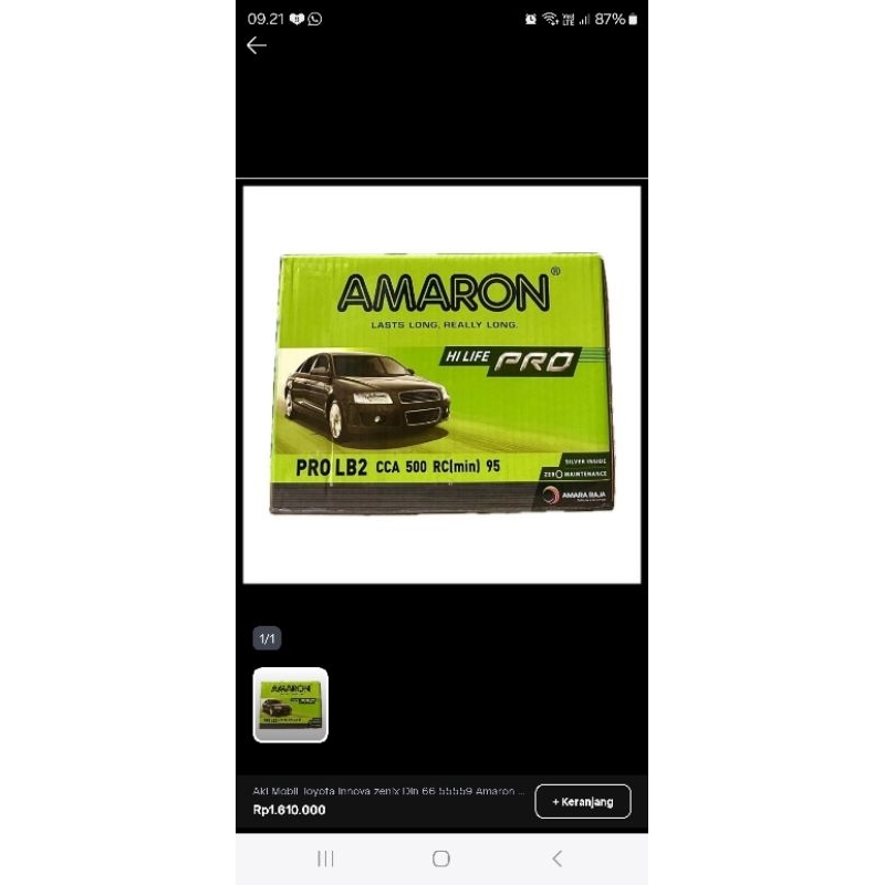 Jual Aki Mobil Din 66 Amaron Toyota Innova Reborn Bensin Innova Zenix ...