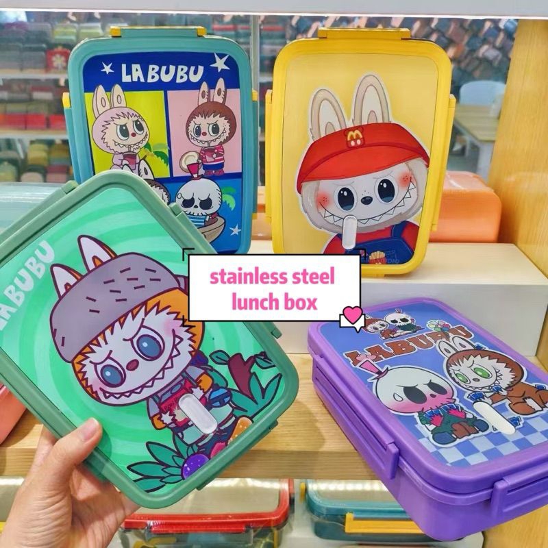Jual Kotak Bekal Anak Kuromi Melody Cinnamoroll Labubu | Kotak Makan Stainless Steel Labubu ...