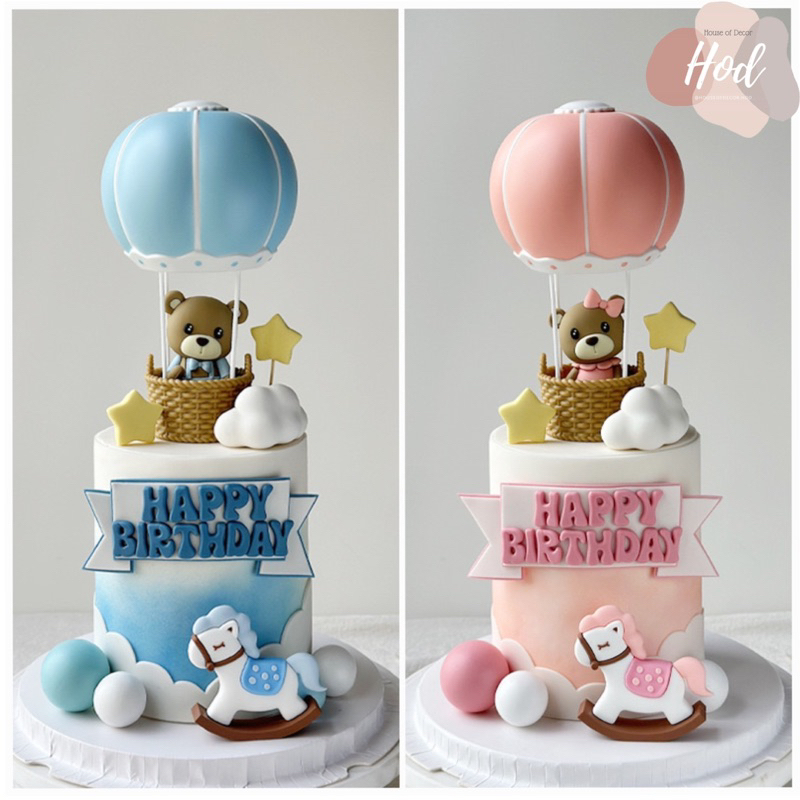 Jual Topper Balon Udara Beruang PREMIUM Hiasan Cake Hot Air Balloon ...