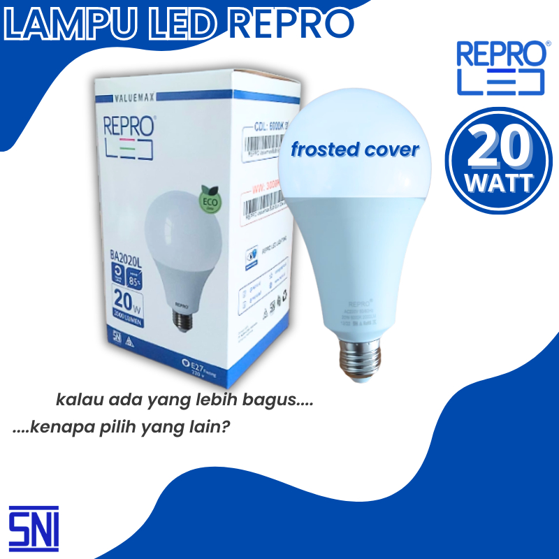 Jual Repro Lampu LED 20 Watt Fitting E27 2000 Lumen dengan Frosted ...