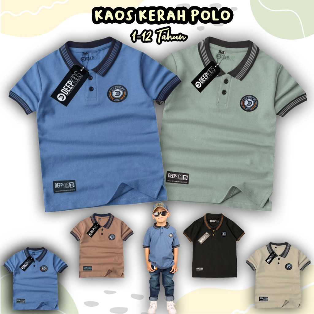 Jual DEEPKIDS Baju Kaos Polo Kerah Anak Laki Laki Umur Bahan Cotton ...