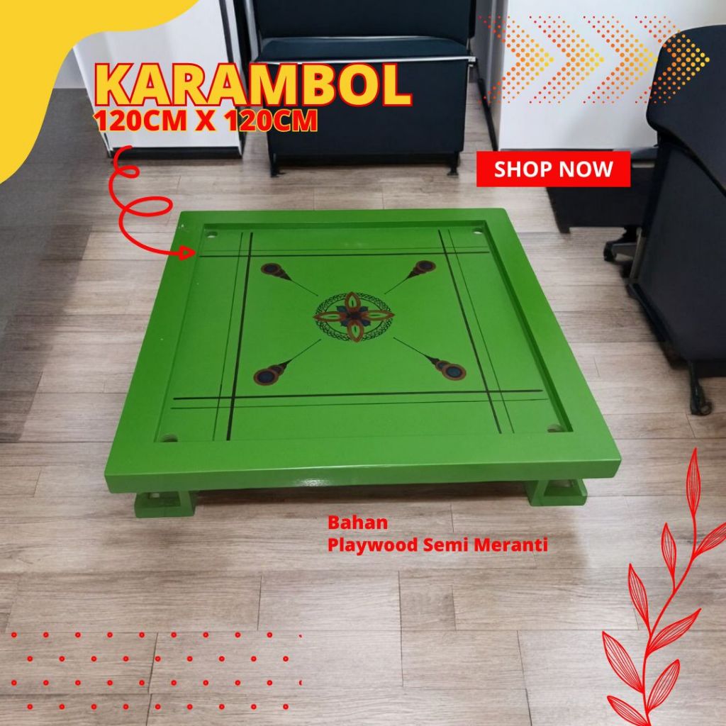 Jual Papan Meja Karambol Kayu Premium Ukuran 120x120 Besar 1 Set Lengkap Warna Hijau - PL123.5 ...