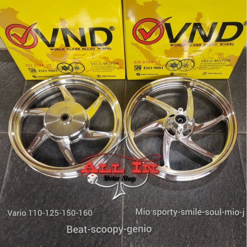 Jual VELG VND SIX STAR V2 BEAT SCOOPY VARIO110 GENIO SPACY VARIO 125 VARIO 150 160 CBS MIO M3 ...