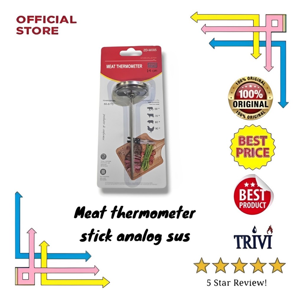 Jual Meat thermometer stick analog sus, termometer tusuk kematangan ...