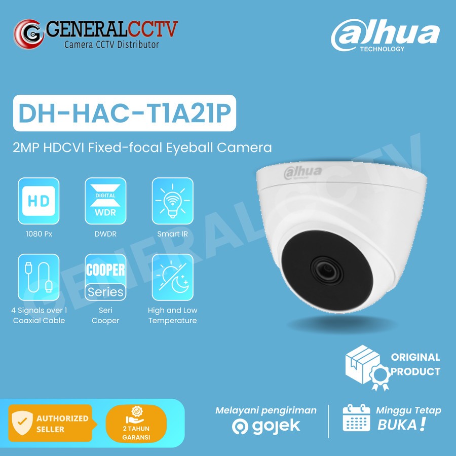 Jual CAMERA DAHUA INDOOR 2MP COOPER SERIES DH-HAC-T1A21P ORIGINAL ...
