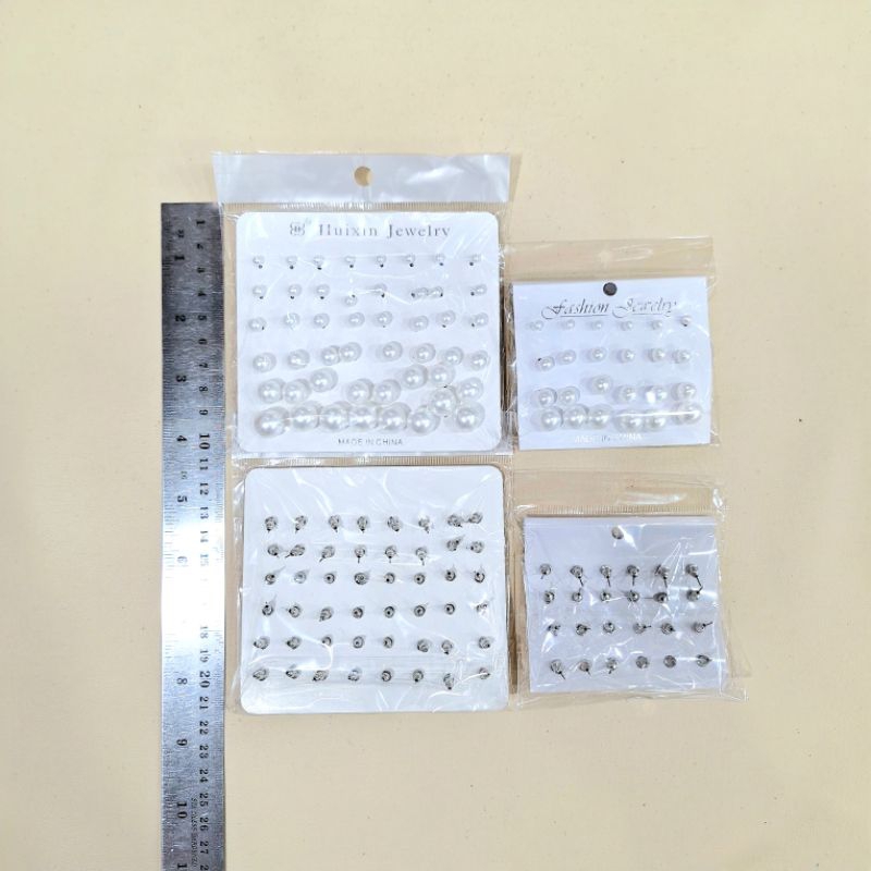 Jual Anting Mutiara Plastik Per Lembar Seri Tusuk Besi Isi 24 / 12 ...