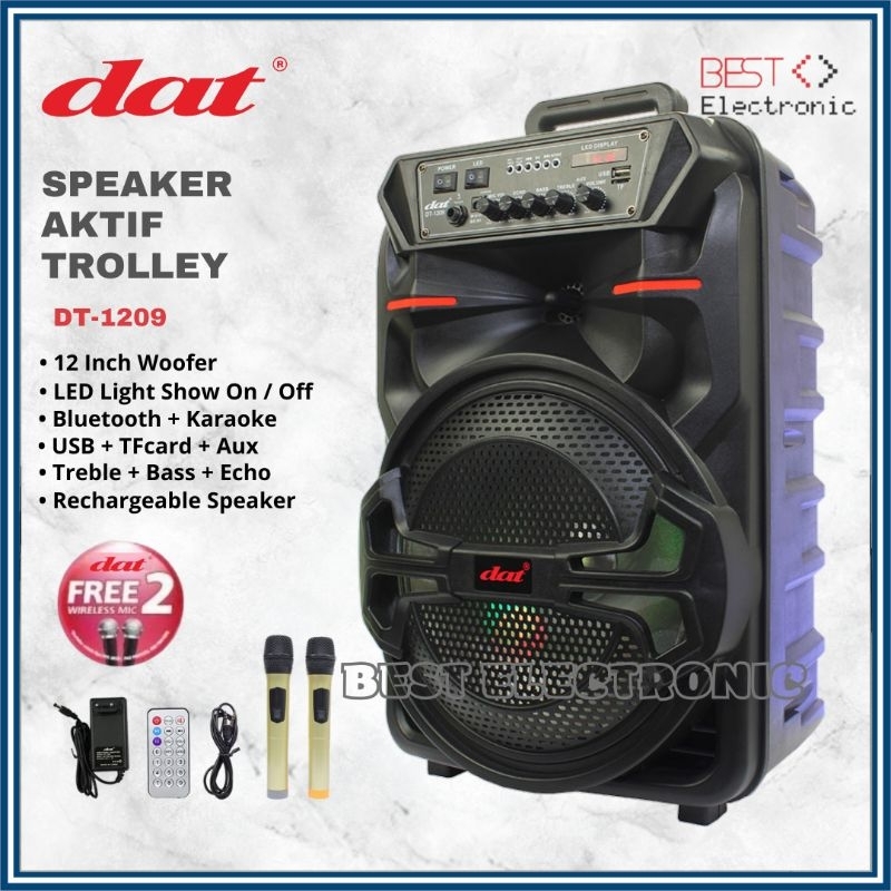 Jual SPEAKER AKTIF TROLLEY 12 INCH DAT DT 1209 DT1209 DT-1209 BLUETOOTH ...