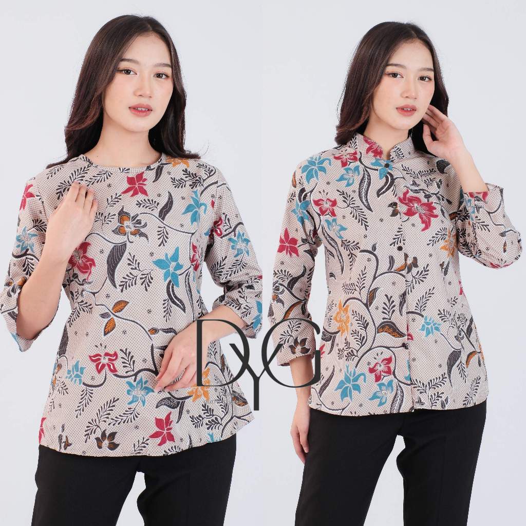 Jual Atasan Blouse Kemeja Batik Wanita Ukuran M L XL XXL Modern Kantor ...