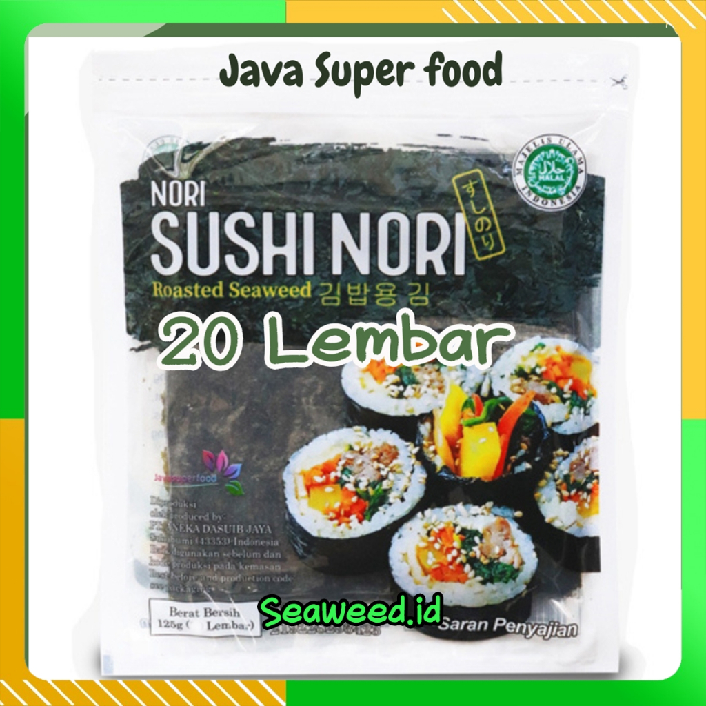 Jual Rumput Laut 20 Lembar Seaweed Sushi Nori JAVA SUPER FOOD Beserta ...