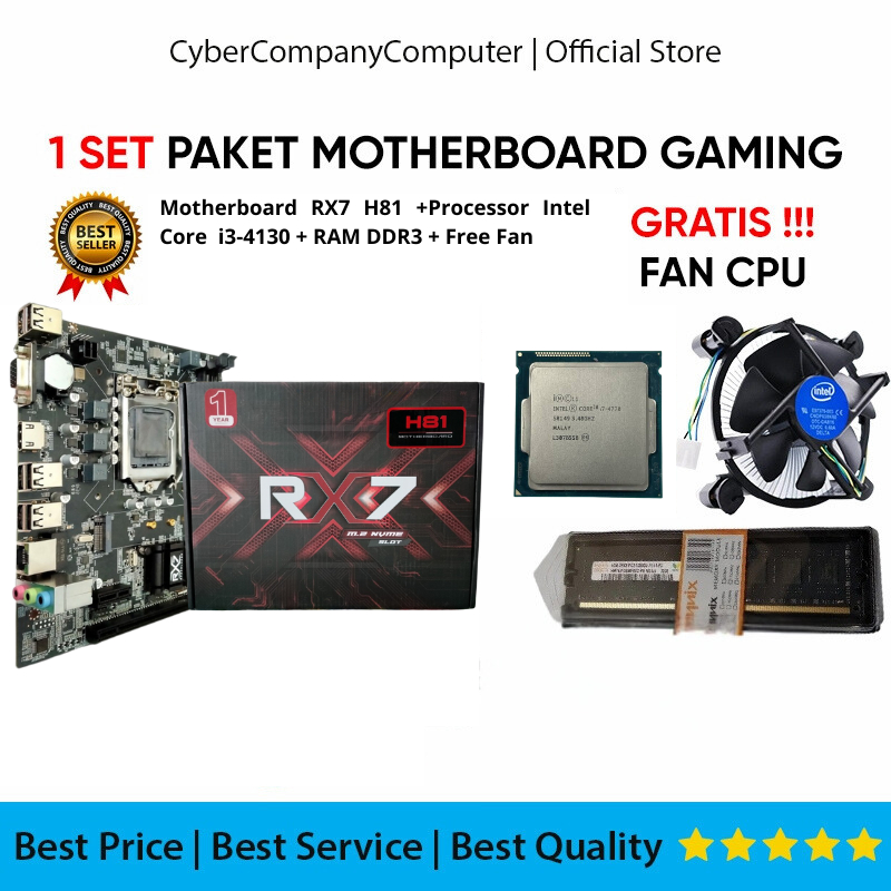 Jual Paket New Motherboard RX7 H81 Core i3-4130/4150 Socket LGA1150 Gen4 USB 3.0 DDR3 Support ...