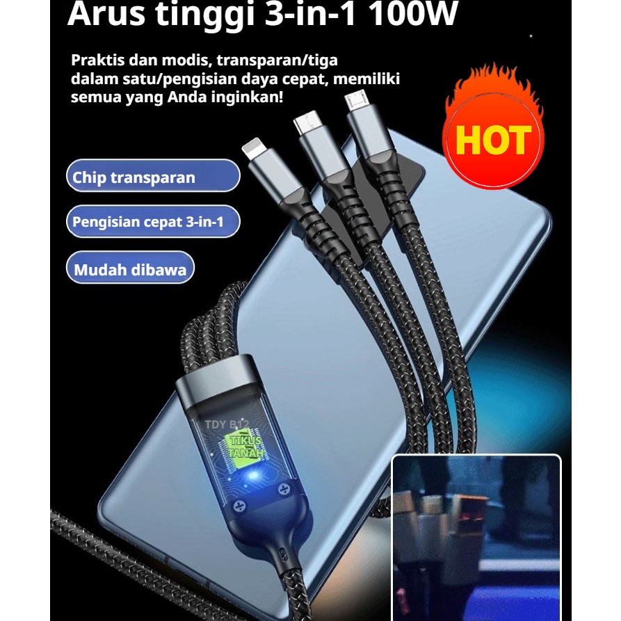 Jual New Sale Kabel Data 3in1 Pengisian Super Cepat Kabel pengisi daya ...
