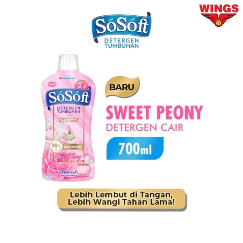 Jual SOSOFT Sweet Peony Softener Cair Deterjen Tumbuhan Kemasan Botol ...