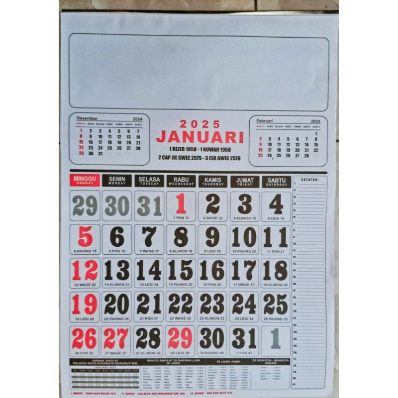 Jual Kalender Dinding/Kerja HVS Custom Kop Besar/Jumbo 38x53cm Isi 12 ...